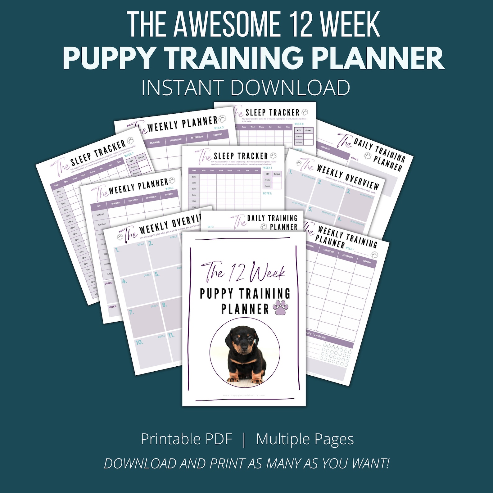 12 Week Puppy Training Planner, New Puppy Planner, Puppy Training ...