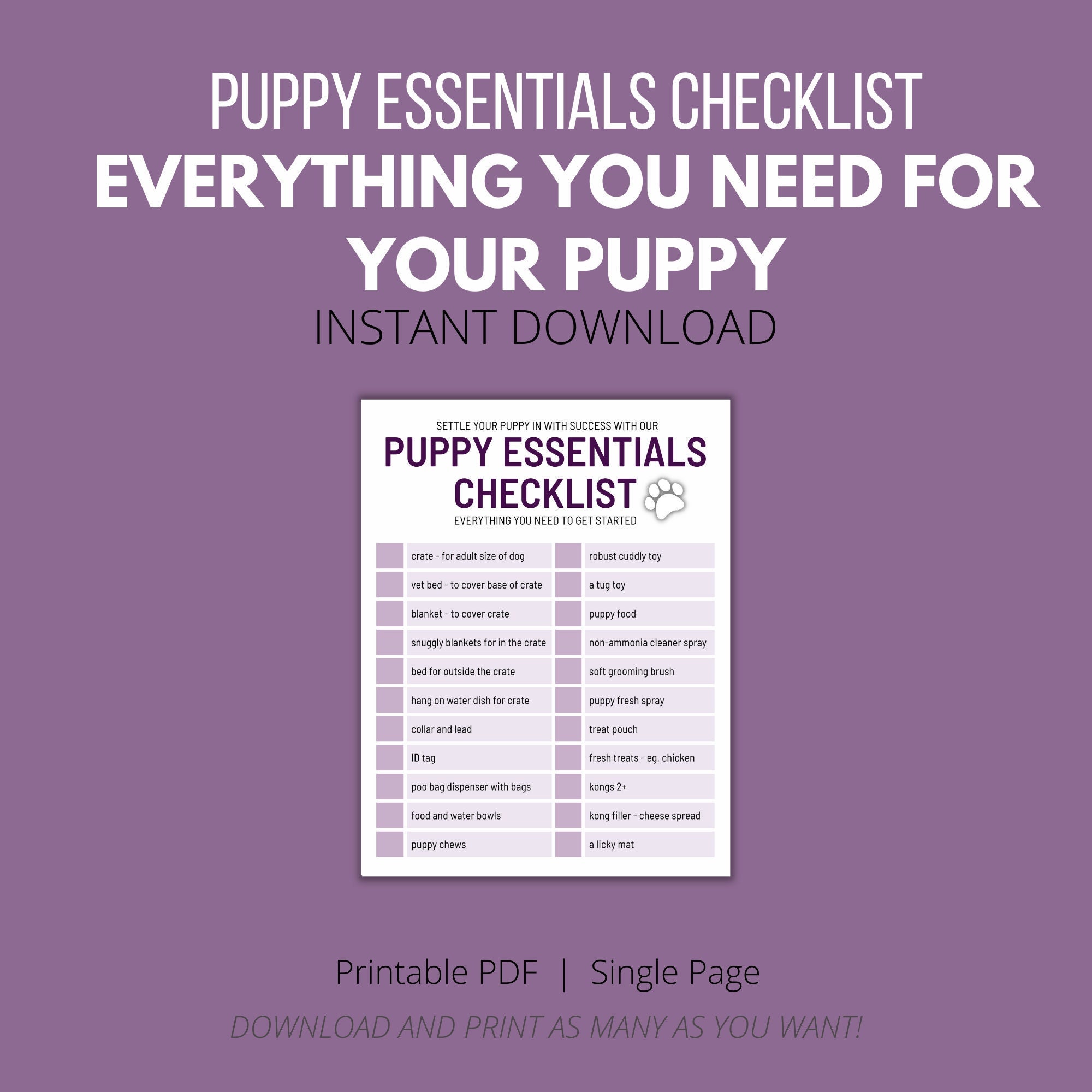 Puppy Essentials Checklist, Everything for Your Puppy, New Puppy ...