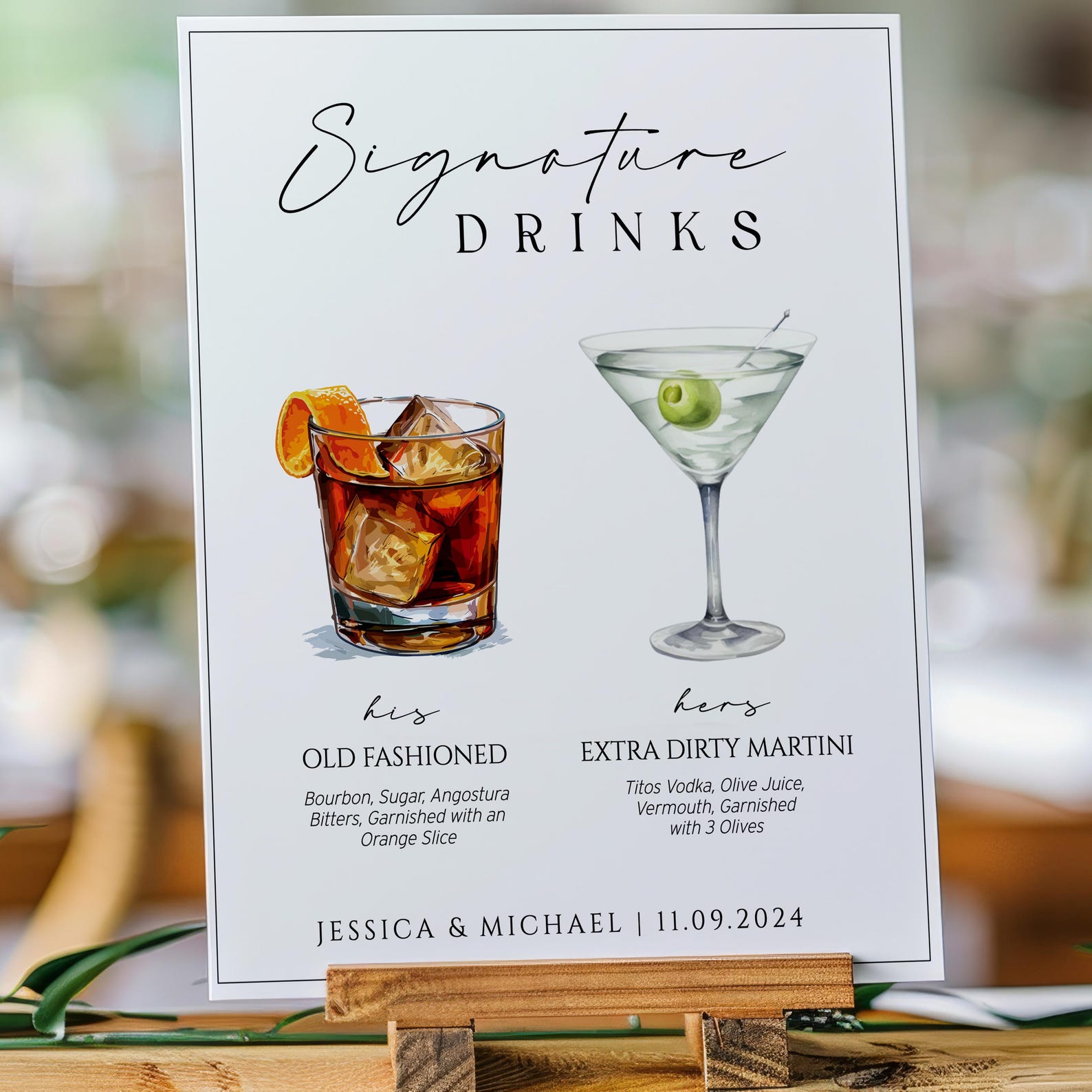 Signature Drinks Sign Template, Signature Cocktail Sign, Minimalist ...