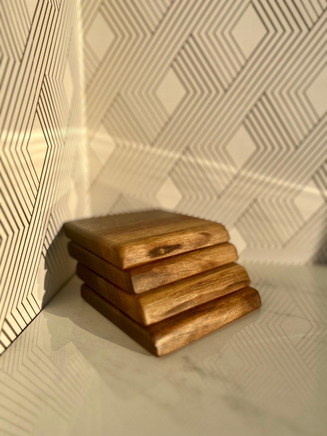 Live Edge Wood Coasters | Walnut Square Coasters | Customize ...