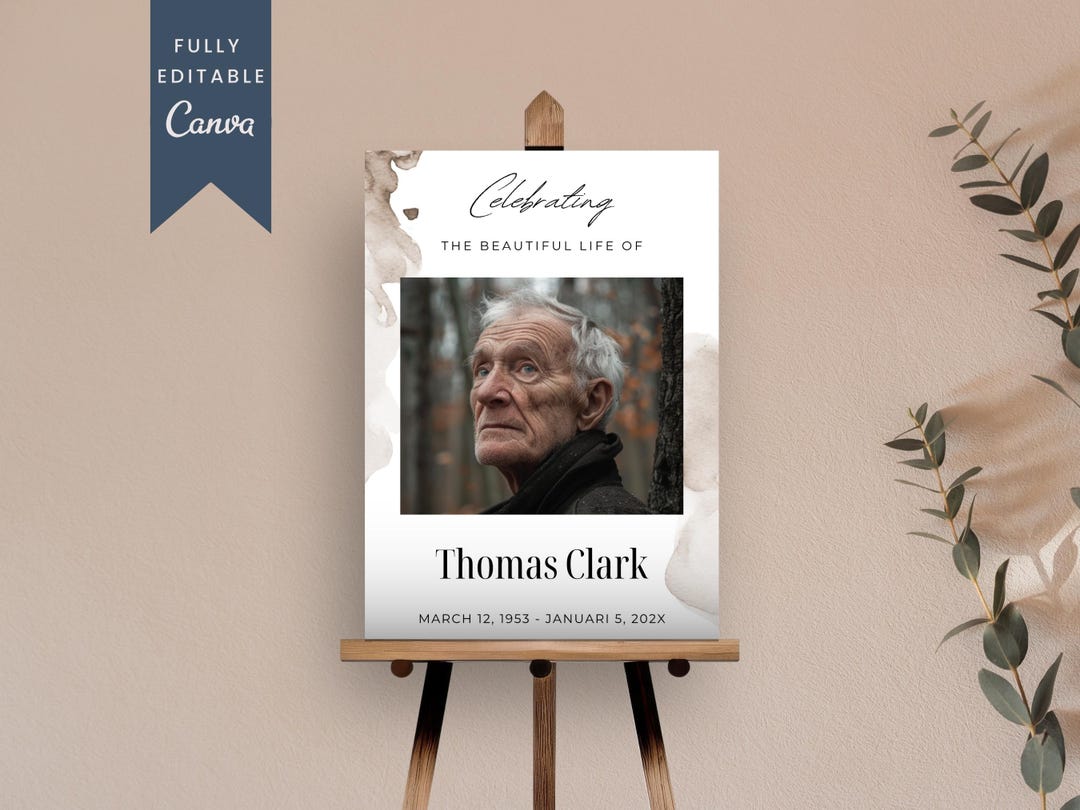 Editable Funeral Sign Template 18 X 24 & 24 X 36 Canva Memorial Sign ...