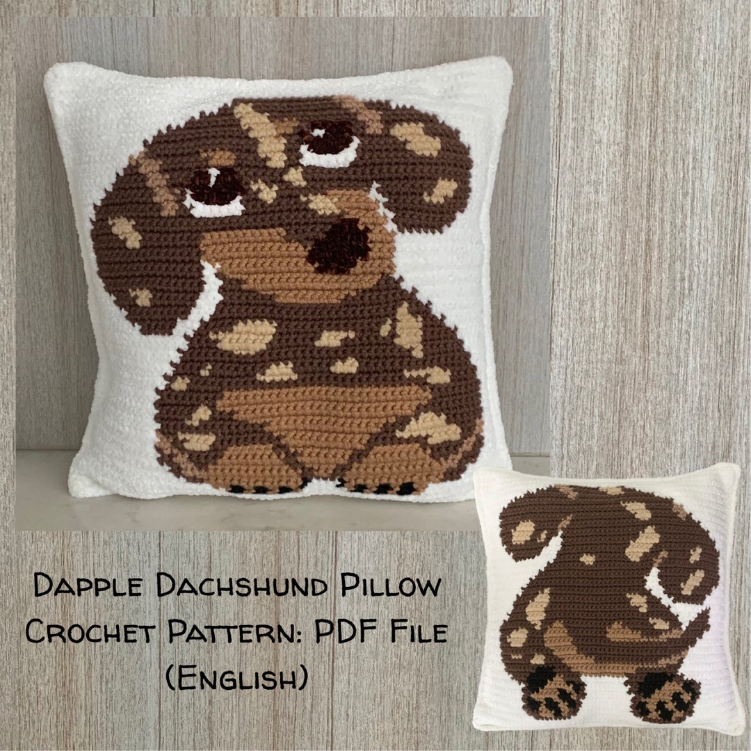 Dapple Dachshund Pillow Crochet Pattern, 14” X 14”, English, PDF File ...