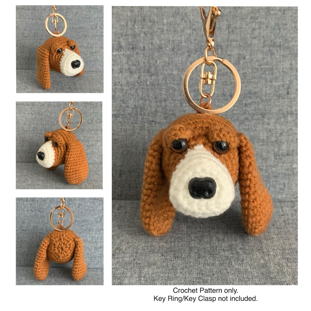 Basset Hound Bag Charm Crochet Pattern, Dog Key Holder Crochet Pattern ...