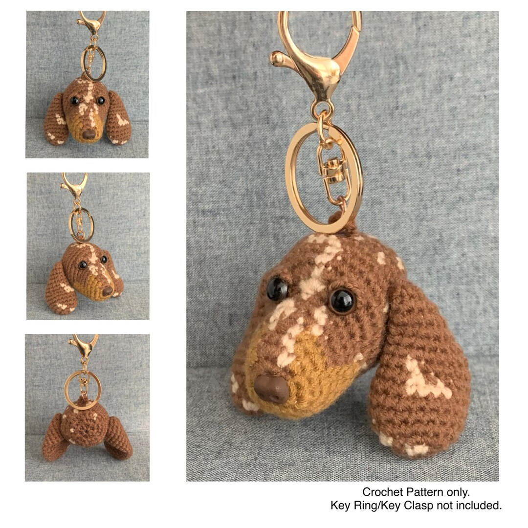 Dapple Dachshund Bag Charm Crochet Pattern, Dog Key Holder Crochet ...