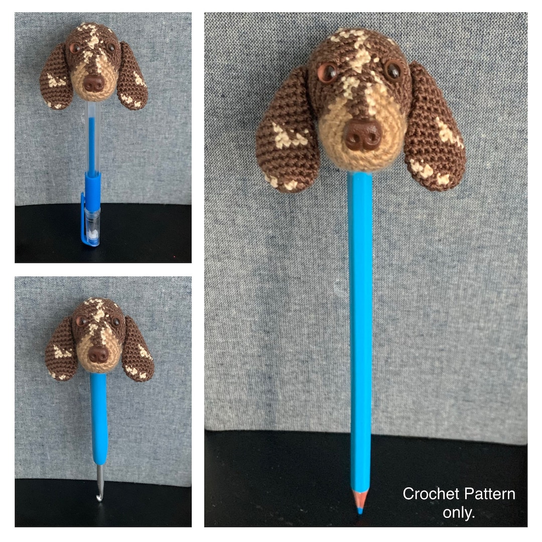 Dapple Dachshund Dog Pencil Topper Crochet Pattern, Dapple Dachshund ...