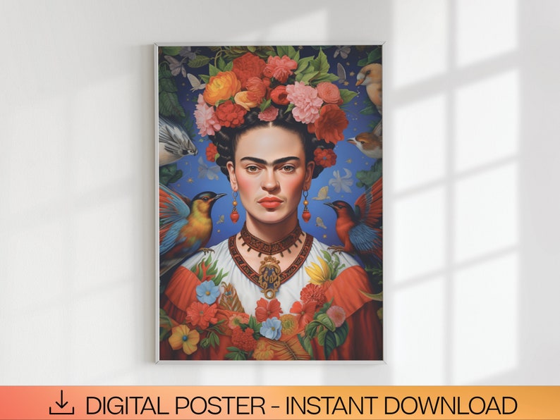 Frida Kahlo Portrait Print, Digital Download, Frida Kahlo Self-portrait ...