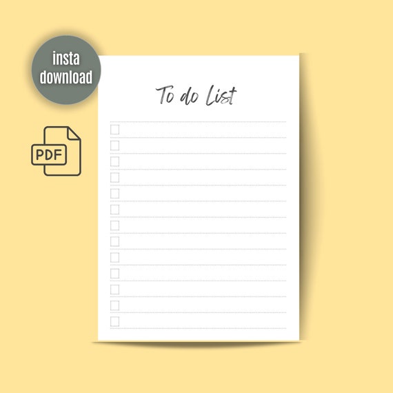 Printable to Do List Checklist Printable Digital Download to - Etsy