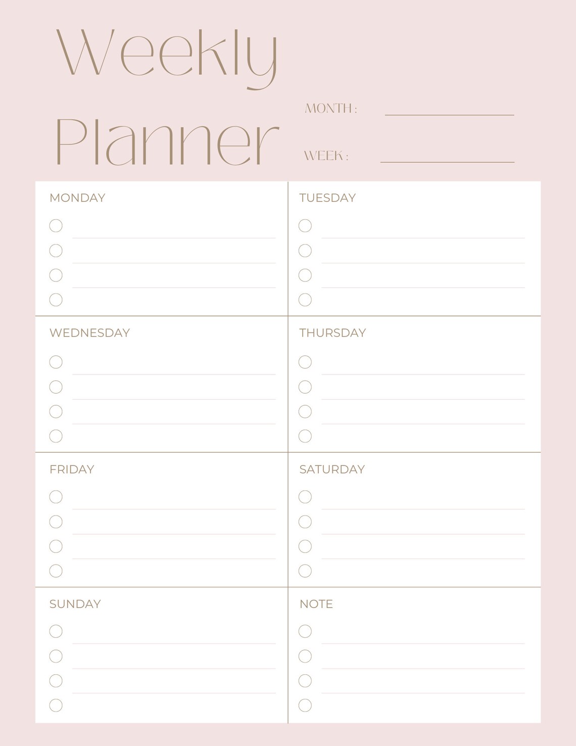 Minimalist Weekly Planner - Etsy