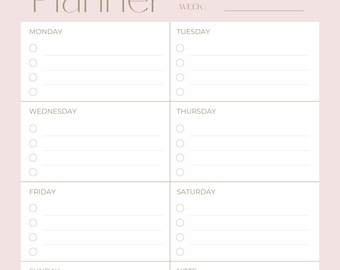 Minimalist Weekly Planner - Etsy