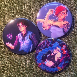 Arcane Inspired Stickers, Button Badges and Magnets - Jinx, Vi and ...