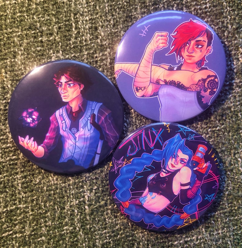 Arcane Inspired Stickers, Button Badges and Magnets - Jinx, Vi and ...