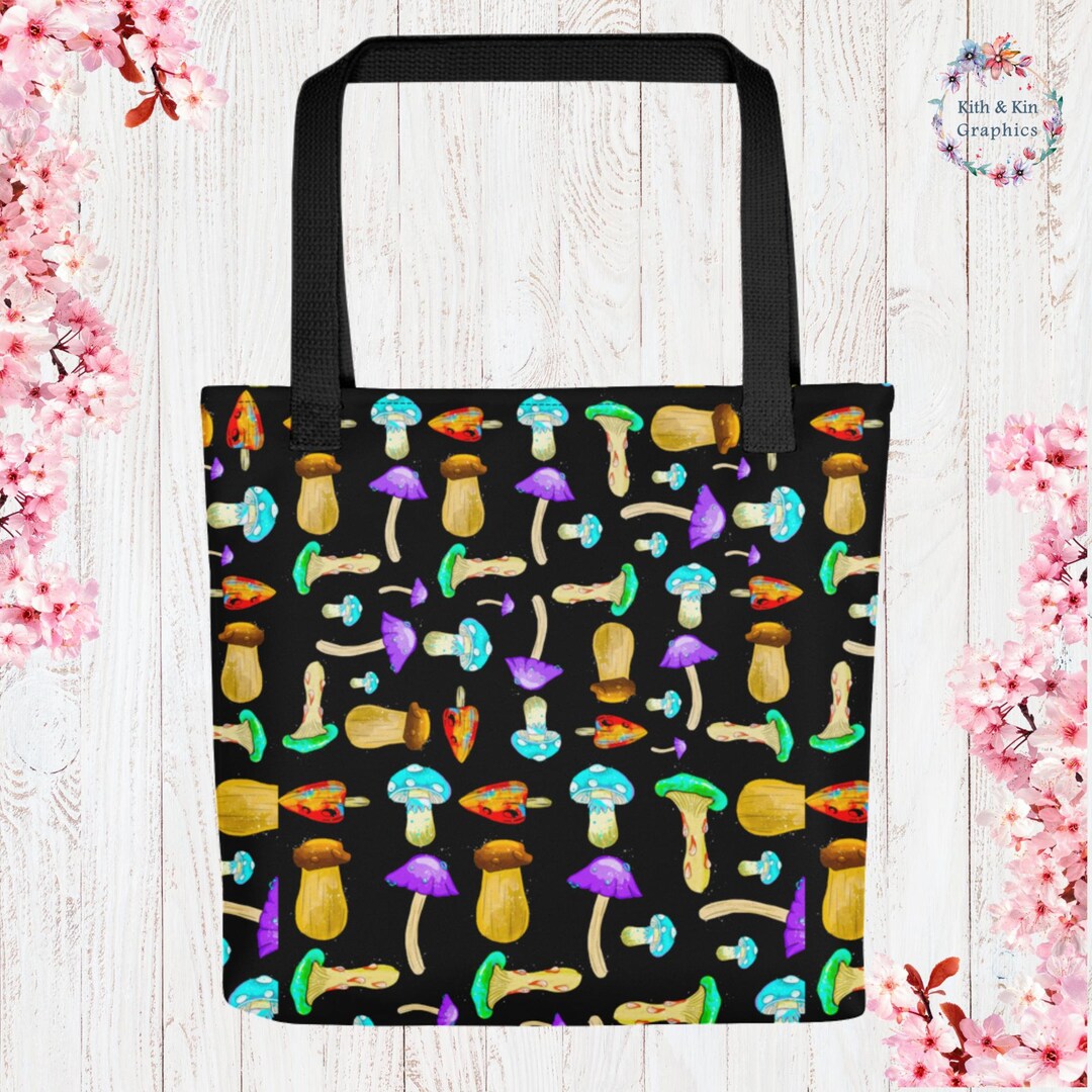 Mushrooms Cottage Core Tote Bag Garden Aesthetic Botanical Illustration ...