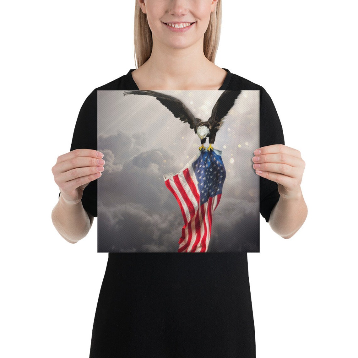 Eagle Carrying Flag on Canvas - American Patriotic Art, USA Art ...