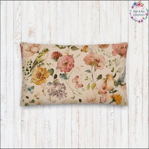 Vintage Floral Cottage Core Premium Pillow Garden Aesthetic Premium ...