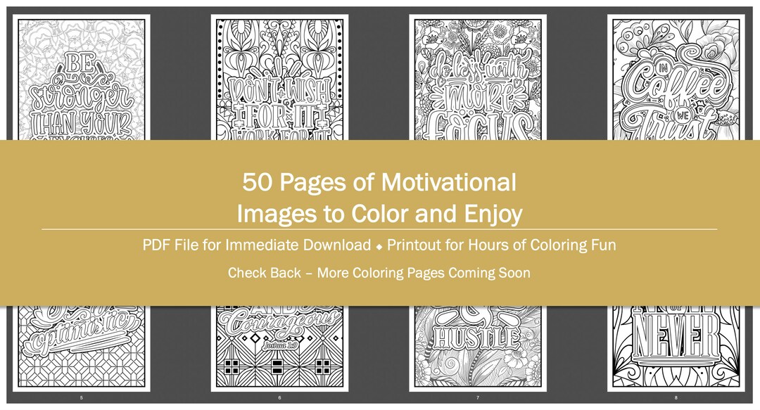 Motivational Coloring Book Three - 50 Pages - Coloring Pages, Adult ...