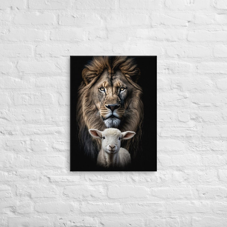 The Lion and the Lamb on Canvas God Wall Art, Christian Home Decor ...