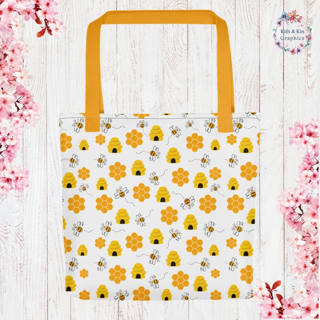 Bees Cottage Core Tote Bag Garden Aesthetic Botanical Illustration ...
