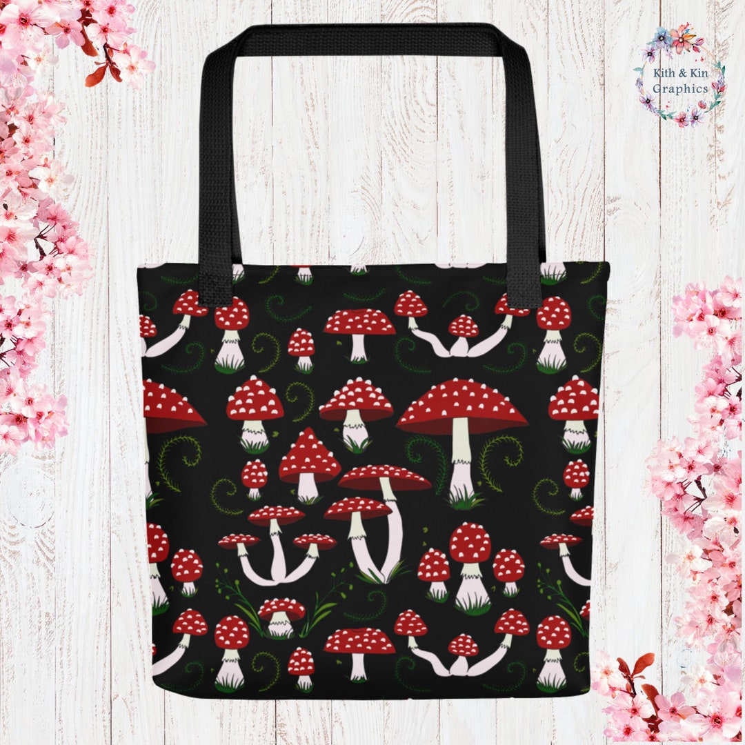 Mushrooms Cottage Core Tote Bag Garden Aesthetic Botanical Illustration ...