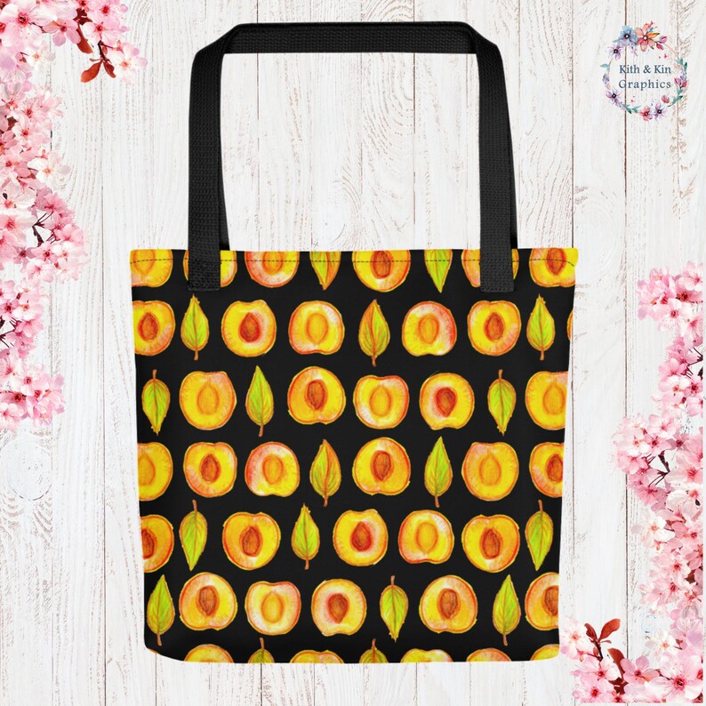 Peaches Cottage Core Tote Bag Garden Aesthetic Botanical Illustration ...