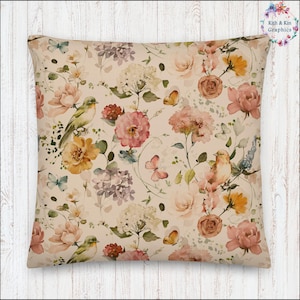 Vintage Floral Cottage Core Premium Pillow Garden Aesthetic Premium ...