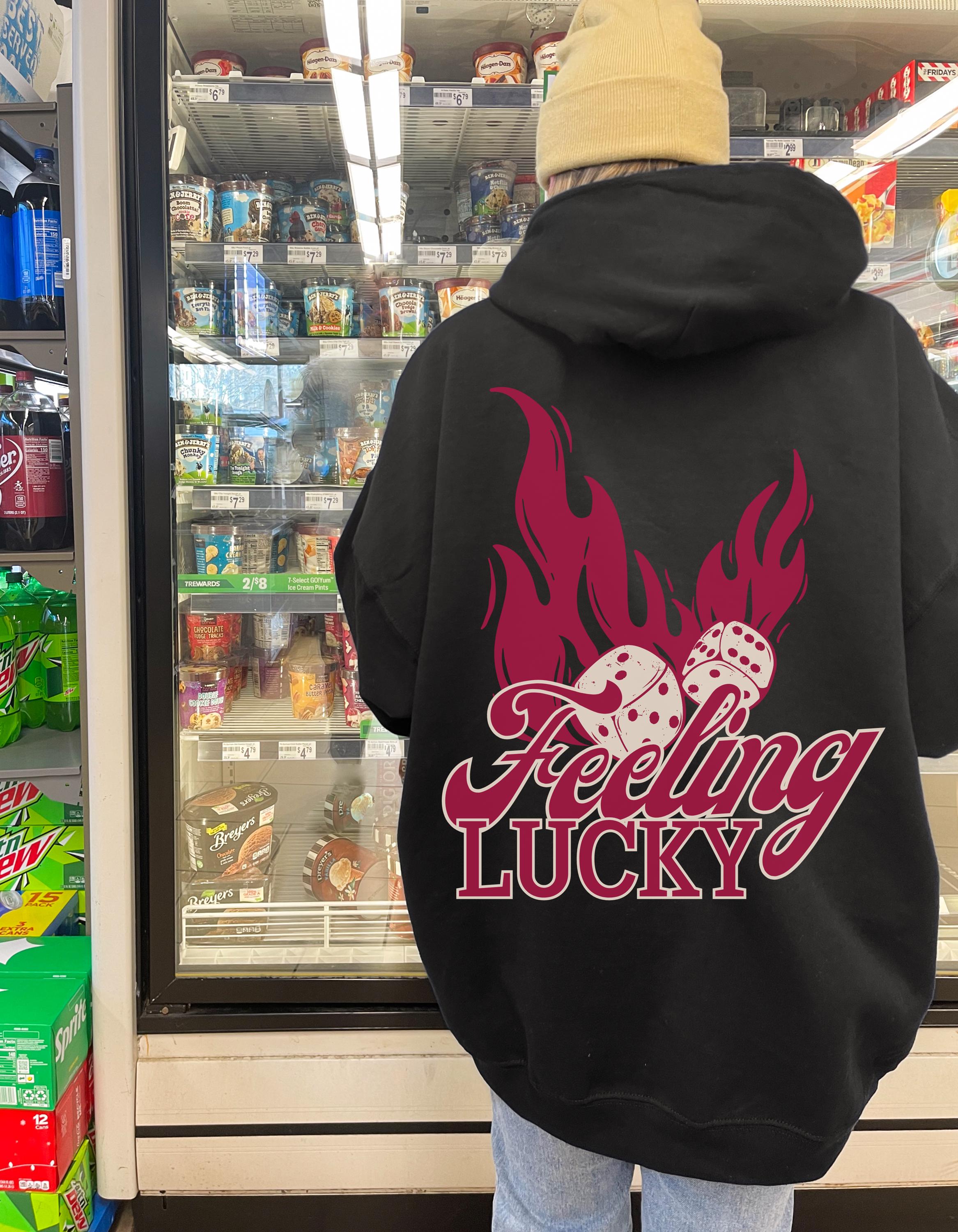 Y2K Graphic Hoodie Lucky 8 Ball Lucky You Hoodie Downtown Girl Brown ...