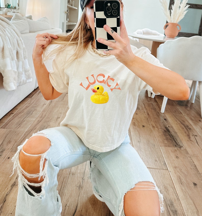 Lucky Ducky Shirt Rubber Duck Funny Meme Shirt Unisex Weirdcore Shirts ...