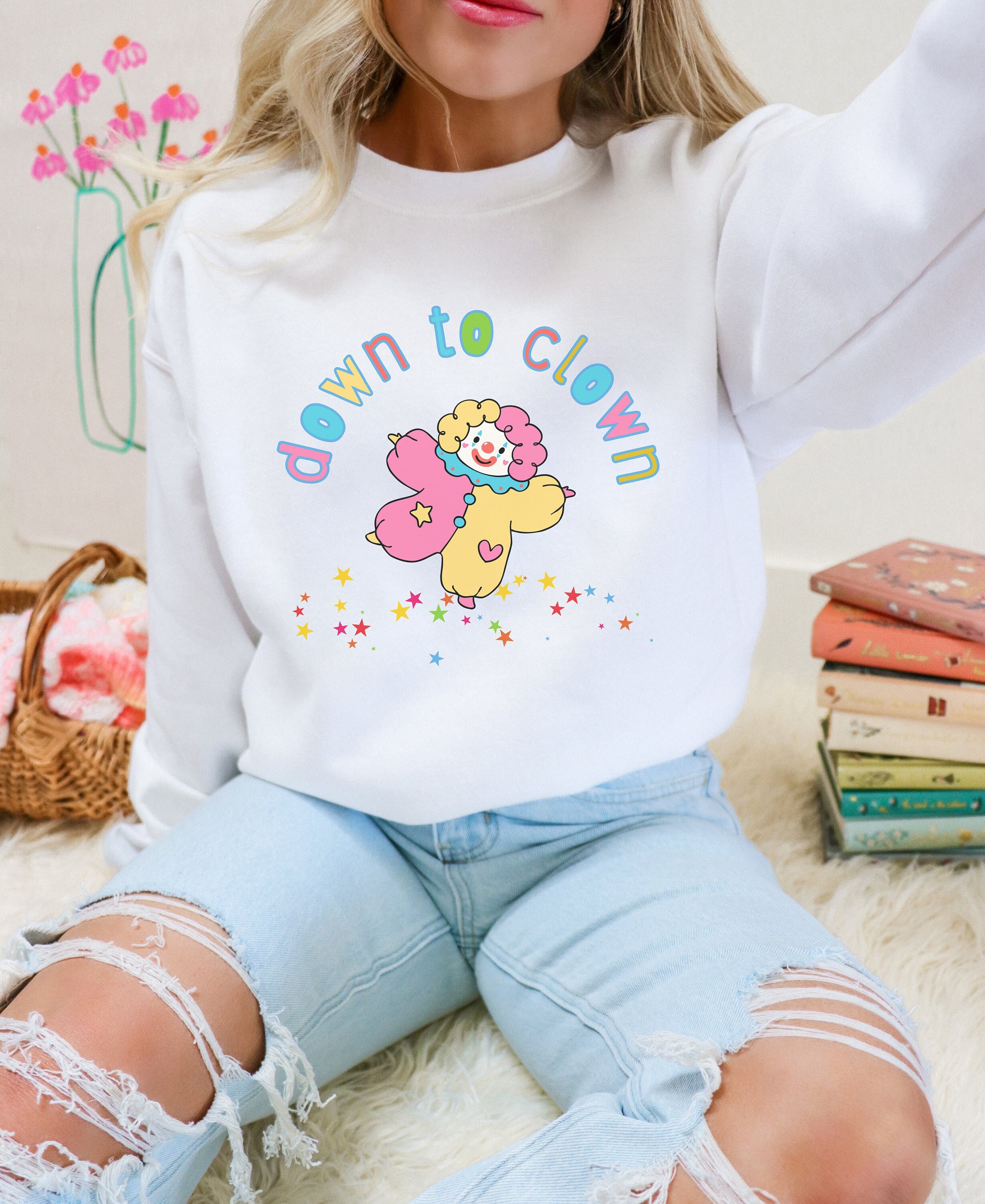 Down to Clown Sweatshirt Weirdcore Kidcore Clothes Clowncore Clothing ...