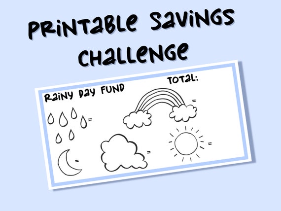 Rainy Day Savings Fund Tracker Printable PDF Download Cash - Etsy