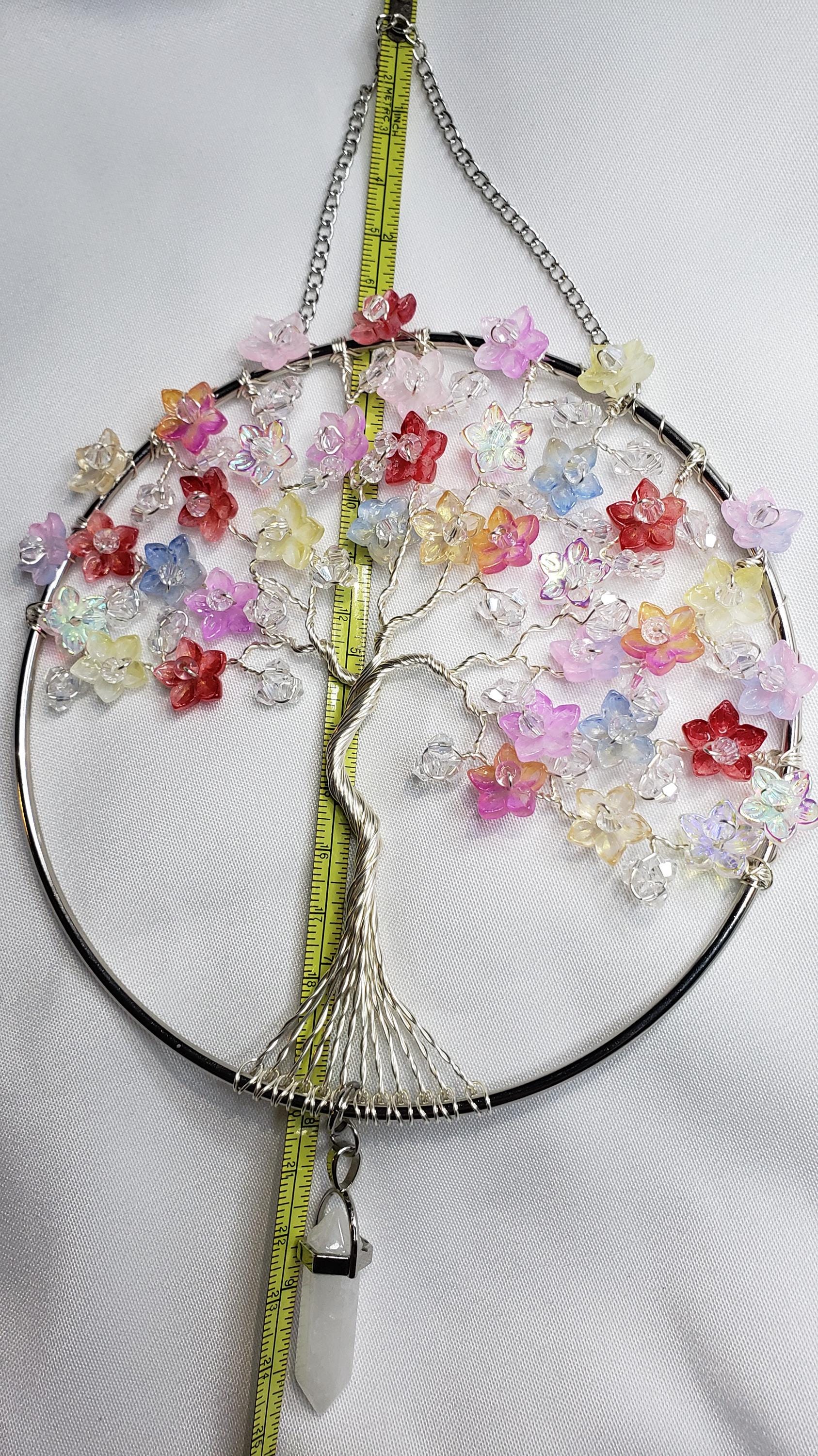 Floral Tree of Life Suncatcher 5.5inch Hoop 10inch Hanging Length SKU ...