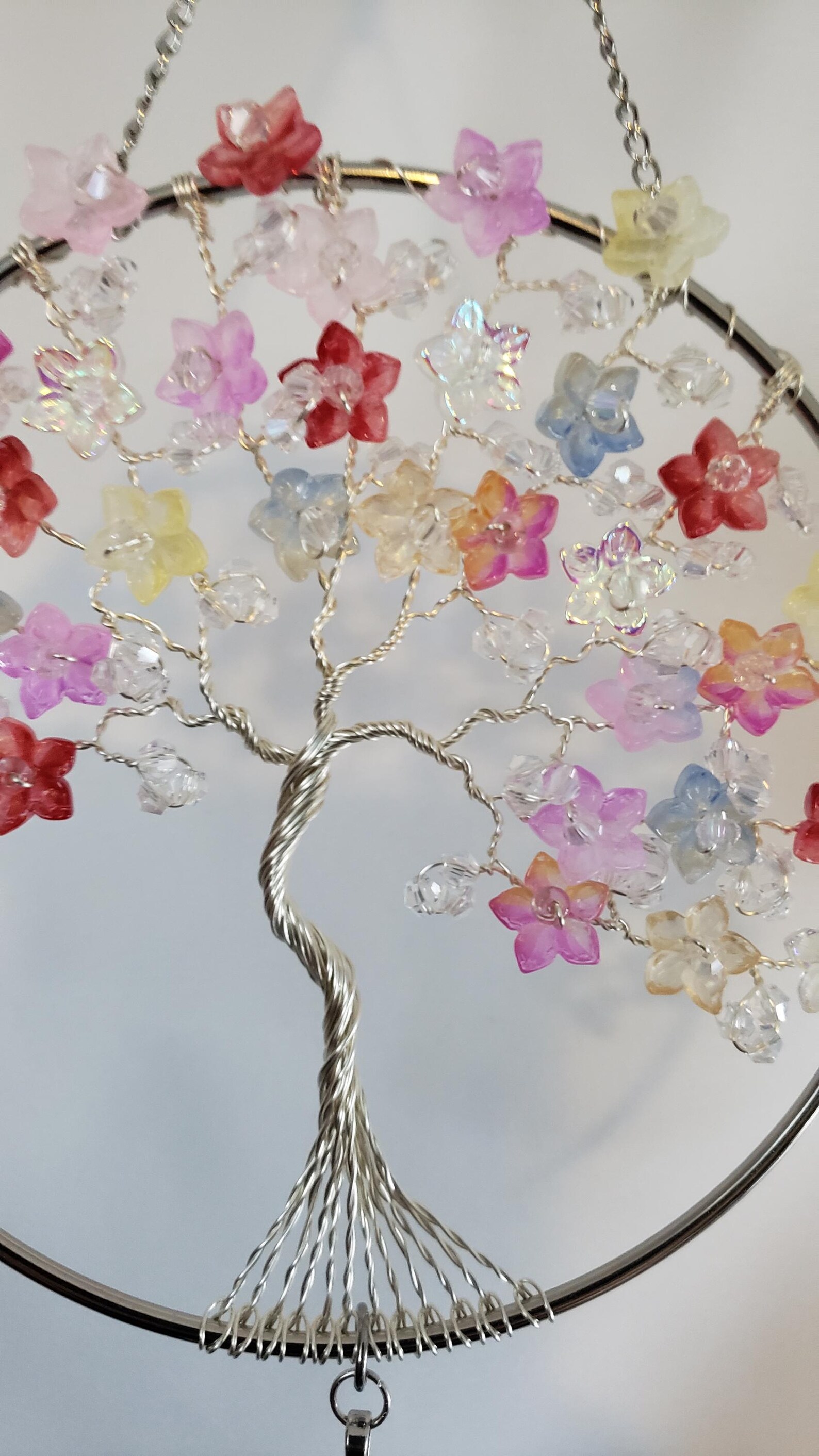 Floral Tree of Life Suncatcher 5.5inch Hoop 10inch Hanging Length SKU ...