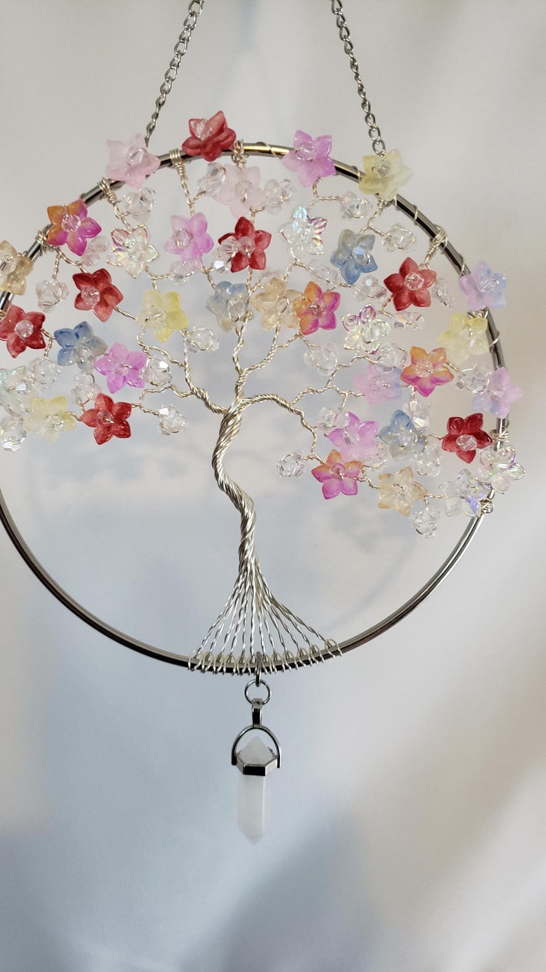 Floral Tree of Life Suncatcher 5.5inch Hoop 10inch Hanging Length SKU ...
