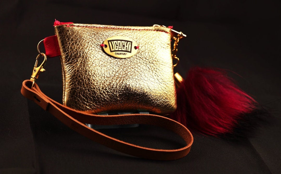 Gold Pebbled Leather and Fox Fur Coin Purse - Etsy