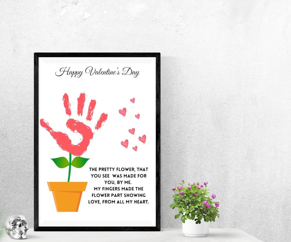 Flower Handprint Craft, Valentine's Day Handprint Art - Etsy
