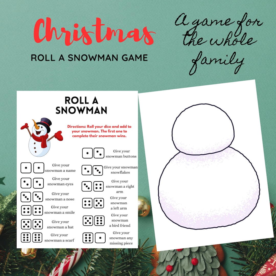 Roll A Snowman Game | Printable Christmas Game - Etsy