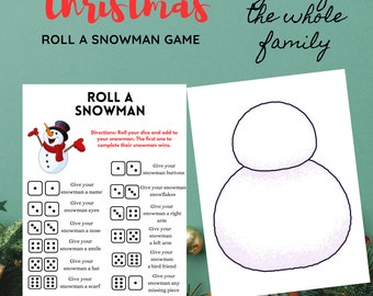 Roll A Snowman Game | Printable Christmas Game | Christmas Games for ...