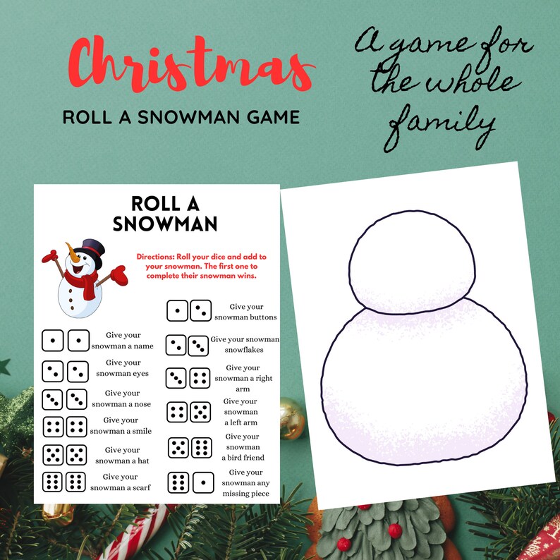 Roll A Snowman Game | Printable Christmas Game - Etsy