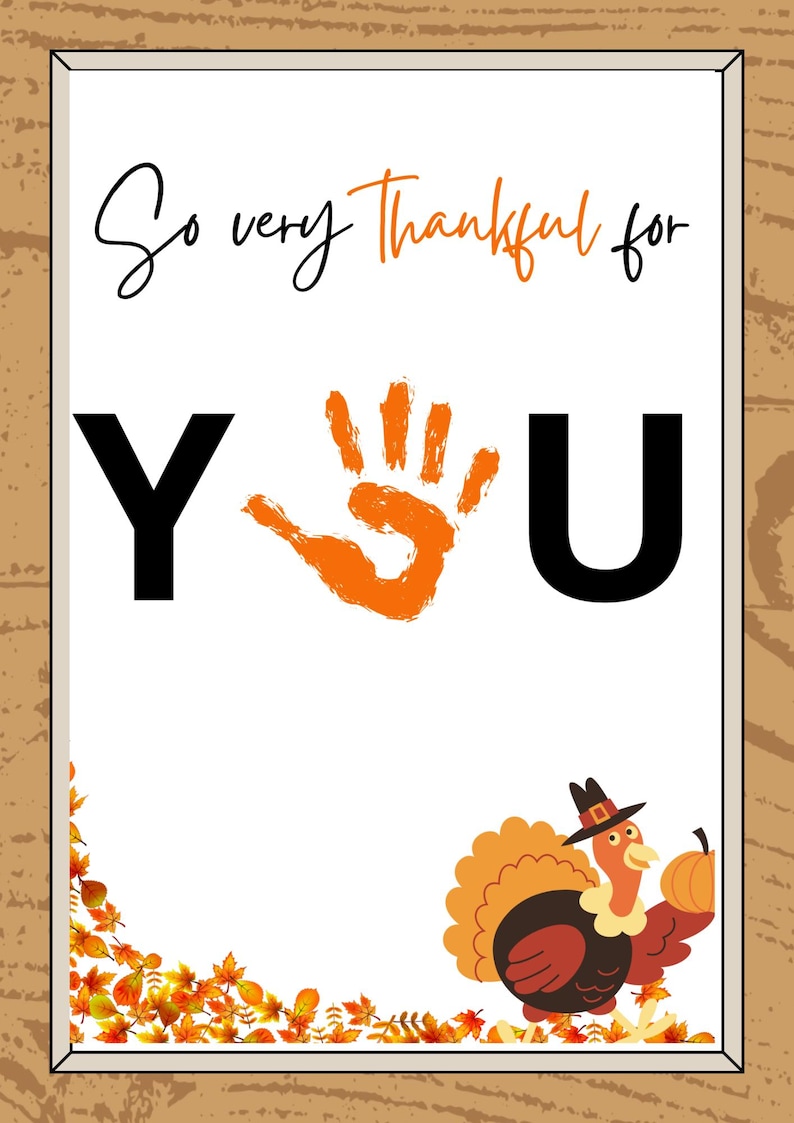 Thanksgiving Handprint Craft, Thankful for You, Printable Thanksgiving ...