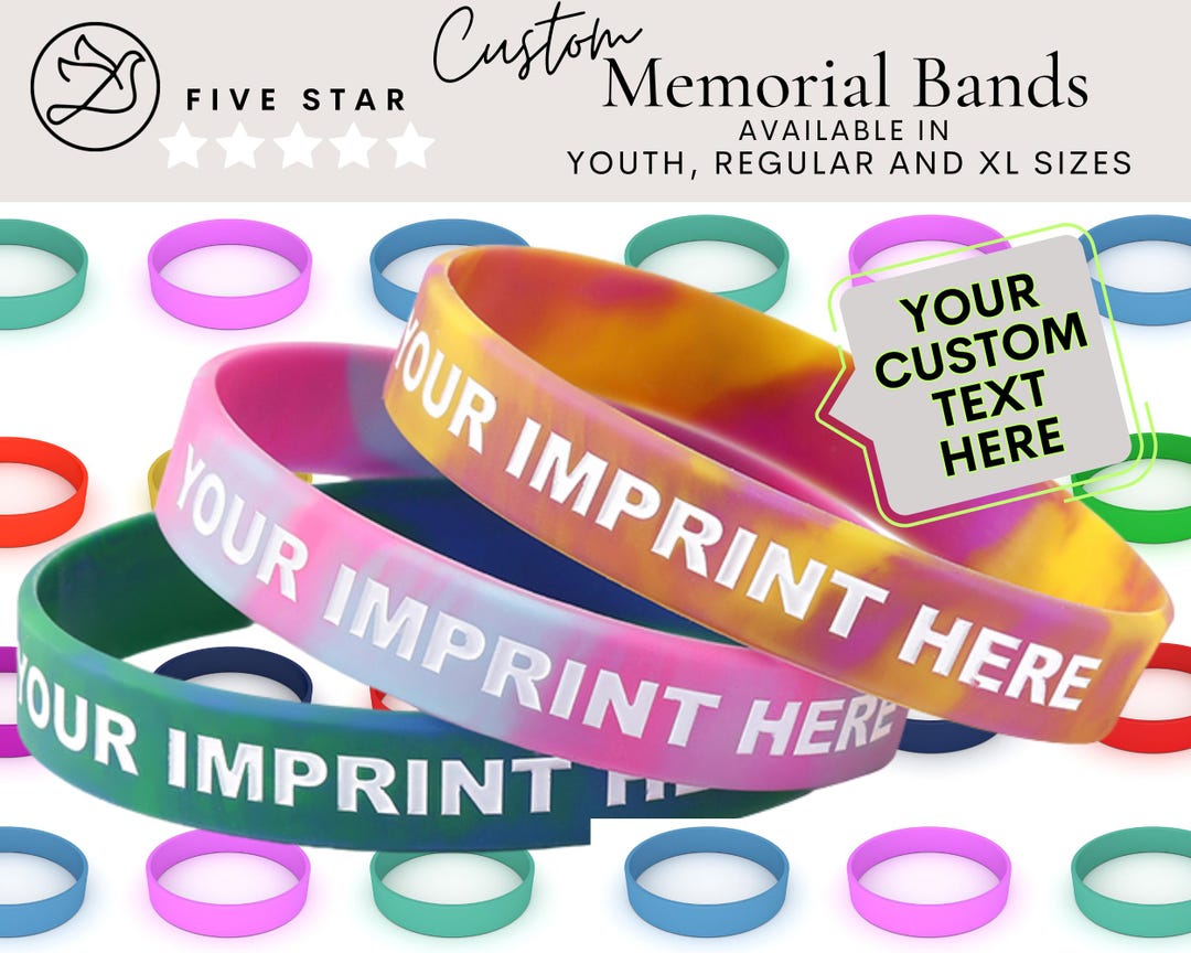 Custom Memorial Silicone Wristbands: Ink Injected Personalized Bands - Etsy