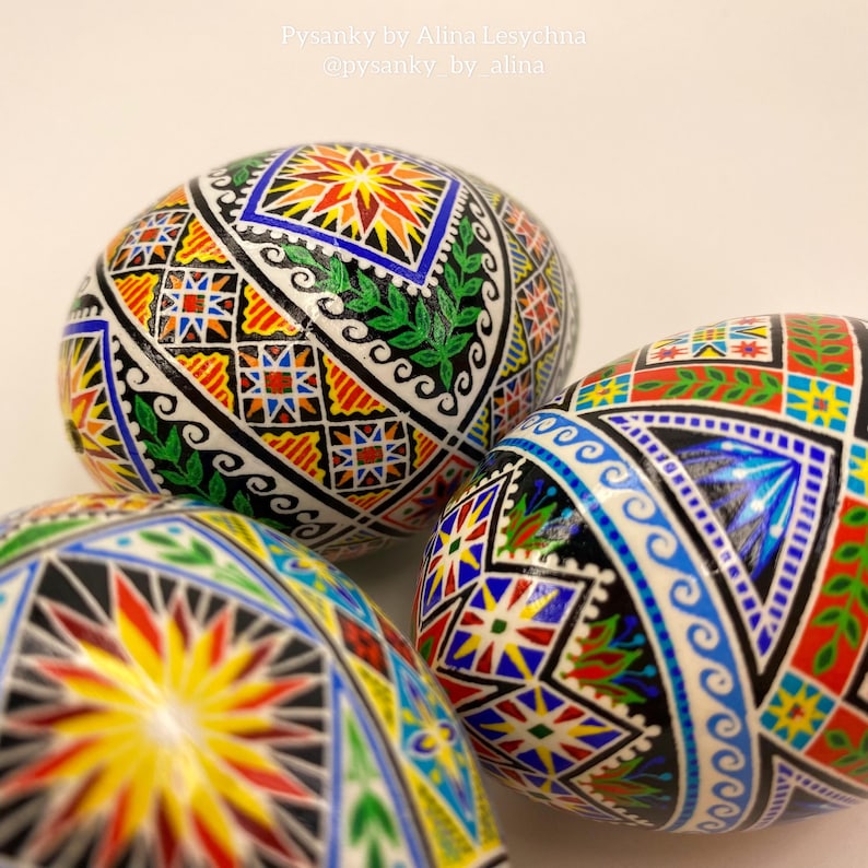 Pysanky Eggs. Ukrainian Pysanka Easter Eggs. Hand Painted Chicken Egg ...