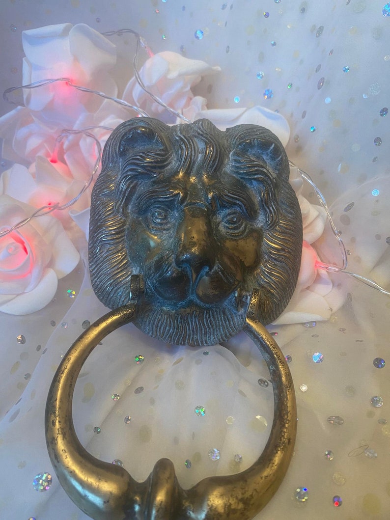 Vintage Lion Head Brass Door Knocker - Etsy