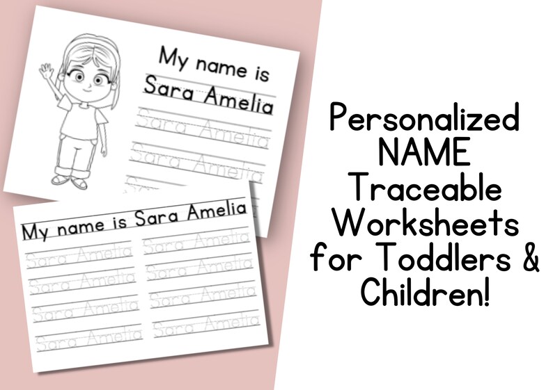 Personalized Custom Tracing Printable Worksheet Name for Toddlers ...