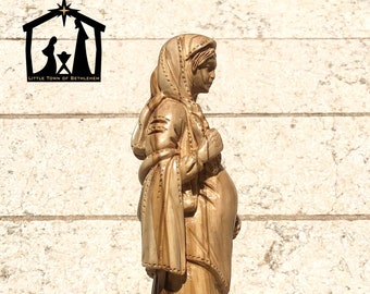 Mother Mary Figurine From Holy Land Olive Wood Pregnant Mary - Etsy