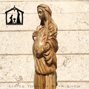 Beautiful Carved & Detailed Olive Wood Statue for Pregnant Virgin Mary ...