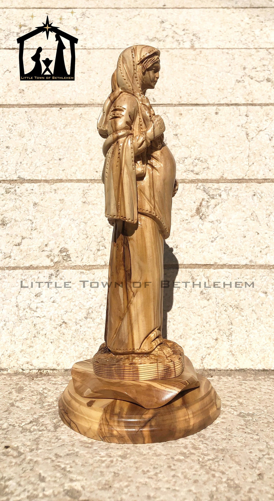 Beautiful Carved & Detailed Olive Wood Statue for Pregnant Virgin Mary ...