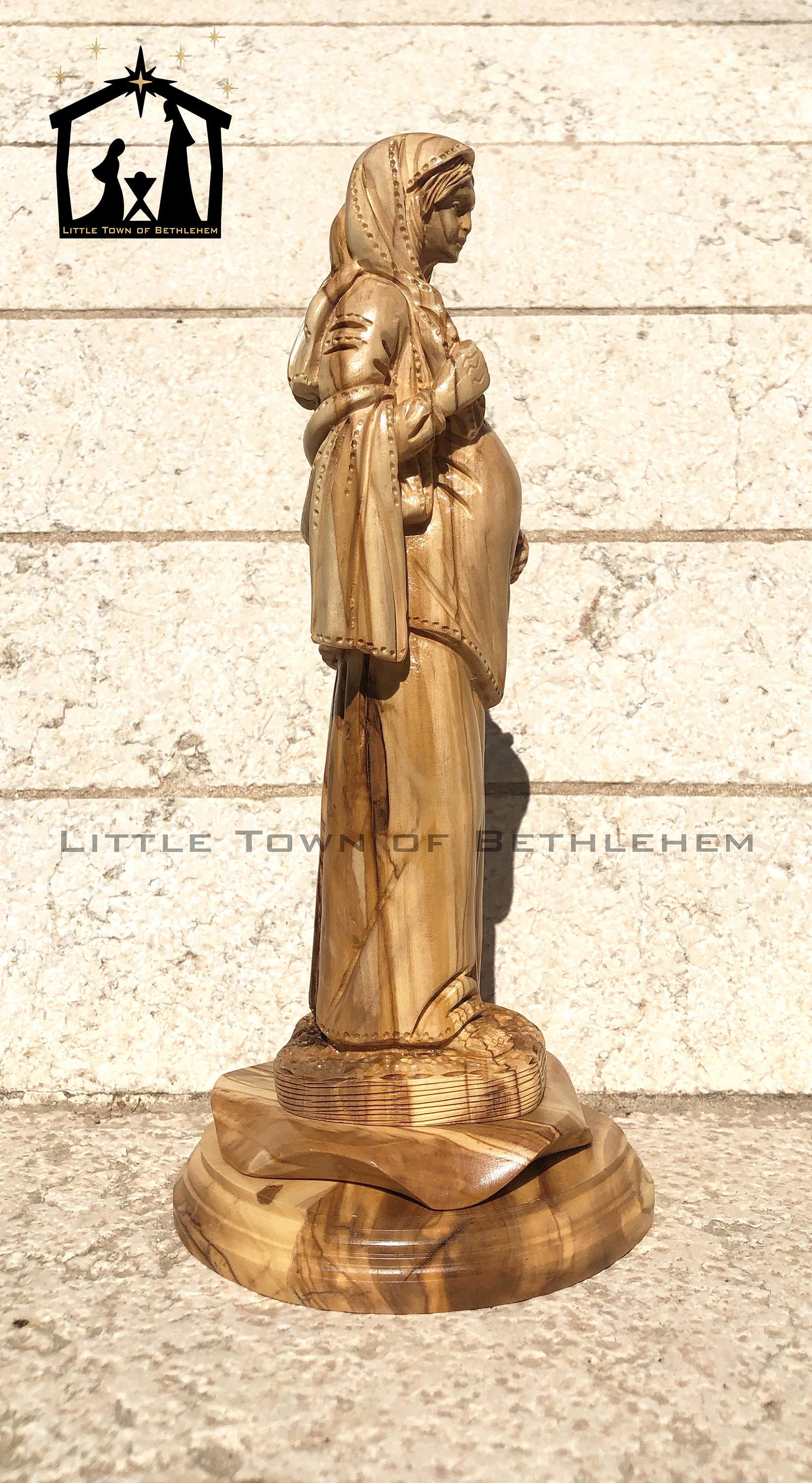 Beautiful Carved & Detailed Olive Wood Statue for Pregnant Virgin Mary ...