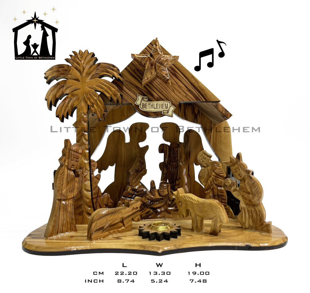 10- Piece Medium Musical Nativity Set - Mary Joseph and Jesus ...