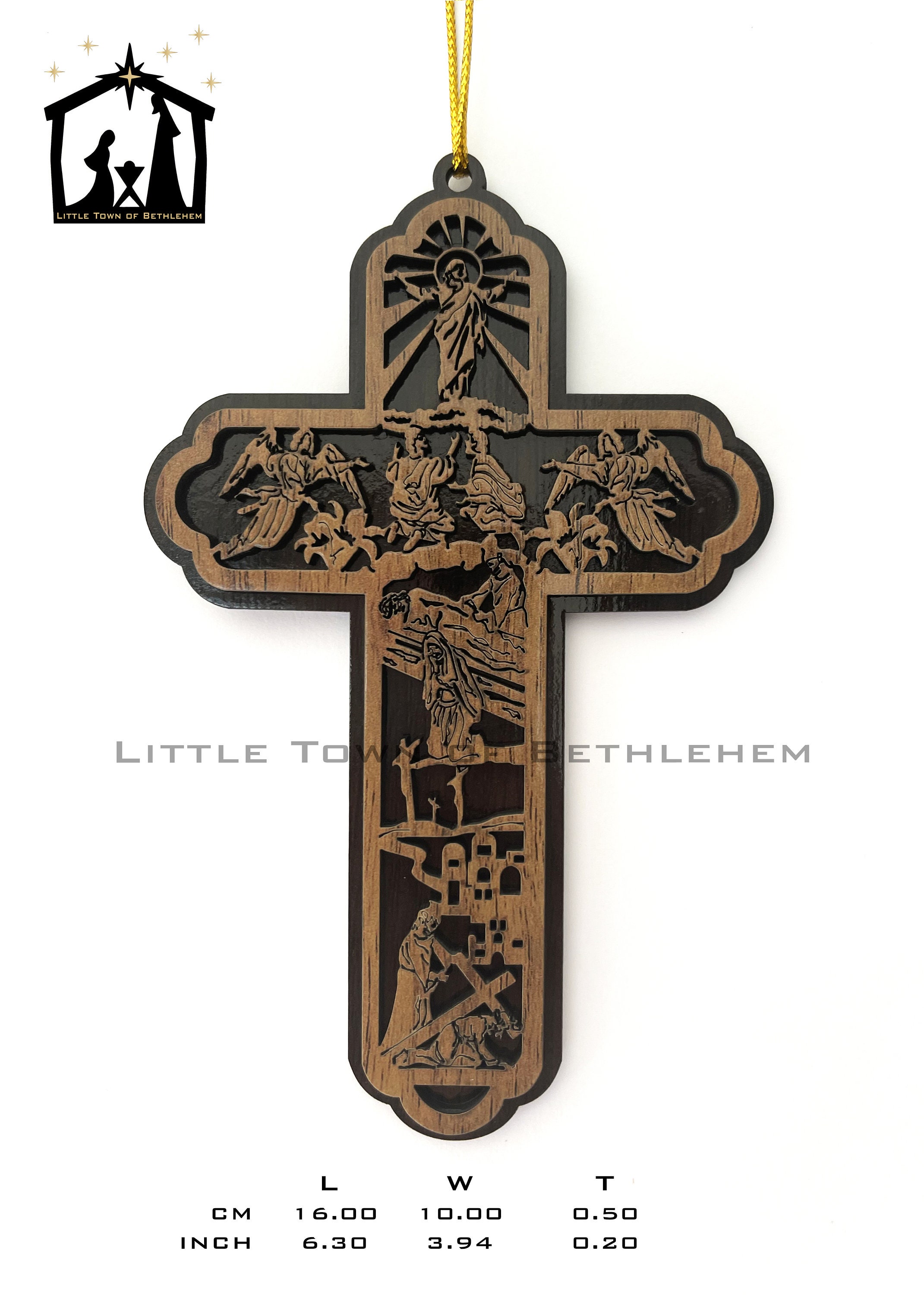 Life of Christ Italian Crucifix Scene Cross Tree Ornament, Story of ...