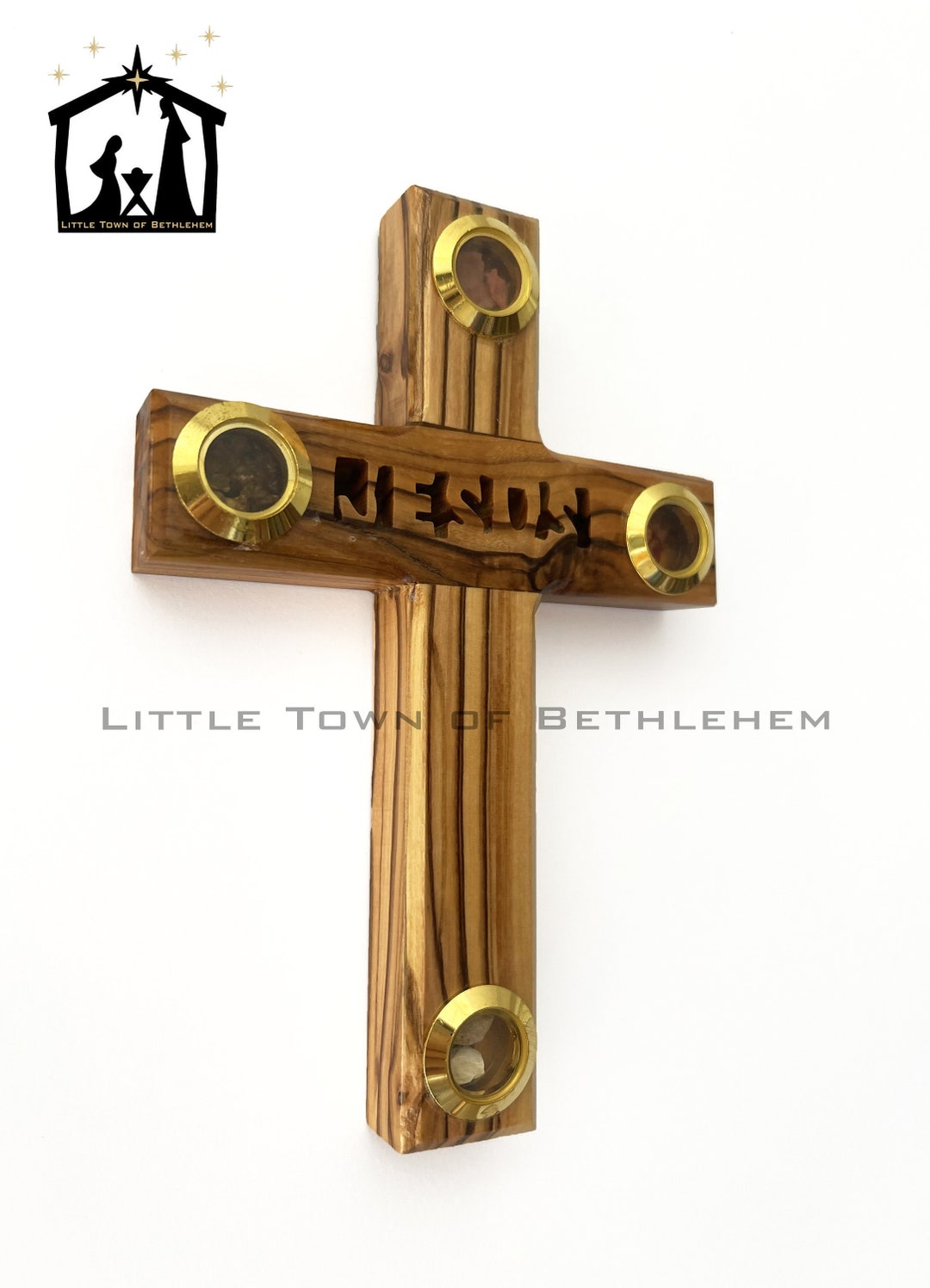 Jesus Holy Land Olive Wood Cross, Cut Out Hanging Wall Cross From ...