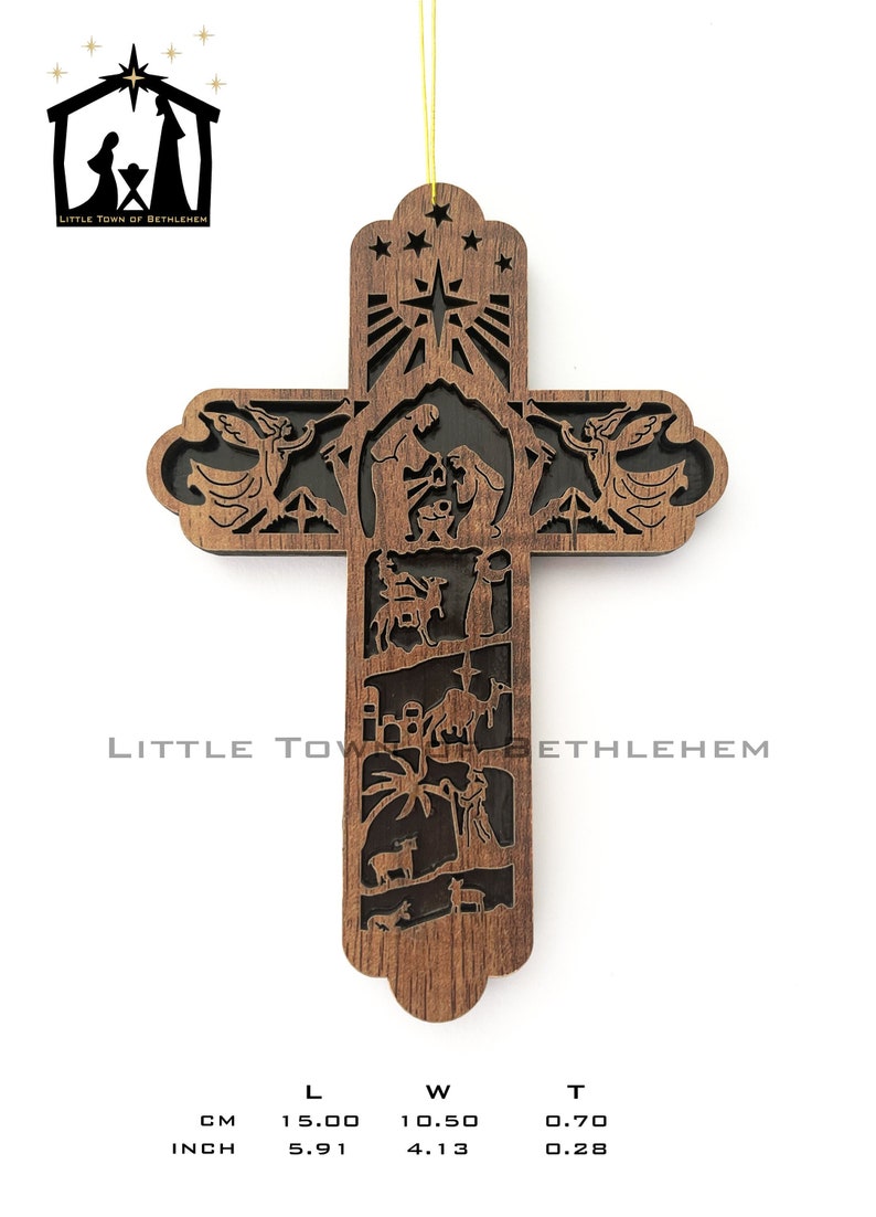 Nativity Cross for Wall | Manger Scene Cross | Wooden Holy Cross Made ...