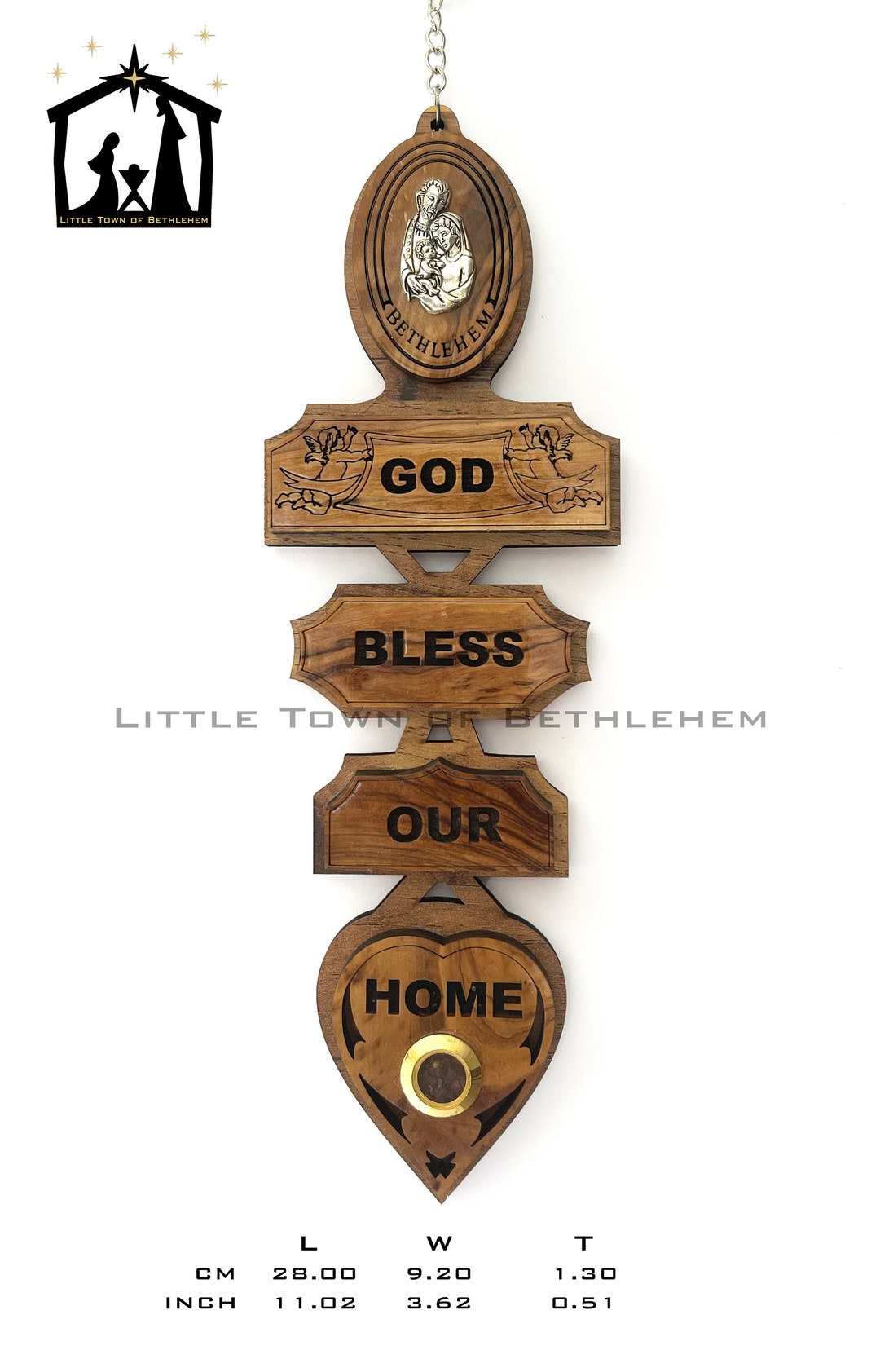 Heart Cross Blessing Plaque | Wall Hanging | God Bless Our Home| With ...